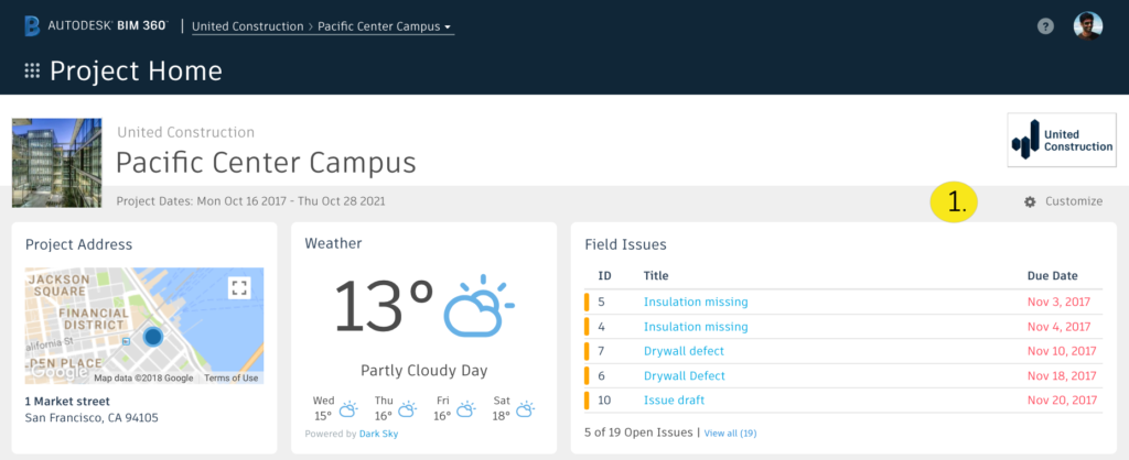 BIM 360 Project Home Update - May 24, 2018 - BIM 360 Release Notes