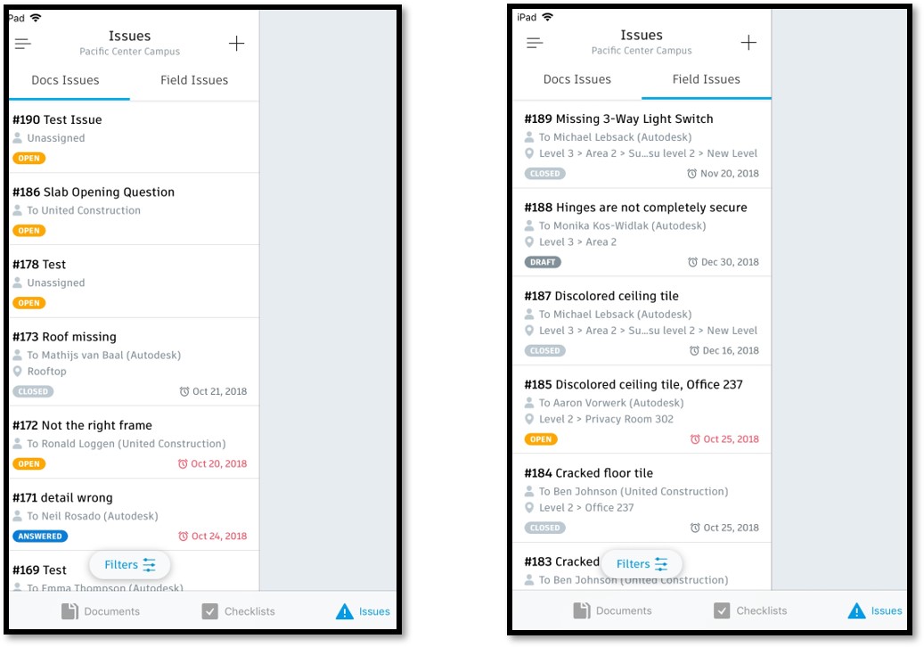 BIM 360 Issue Management Update - November 9, 2018 - BIM 360 Release Notes