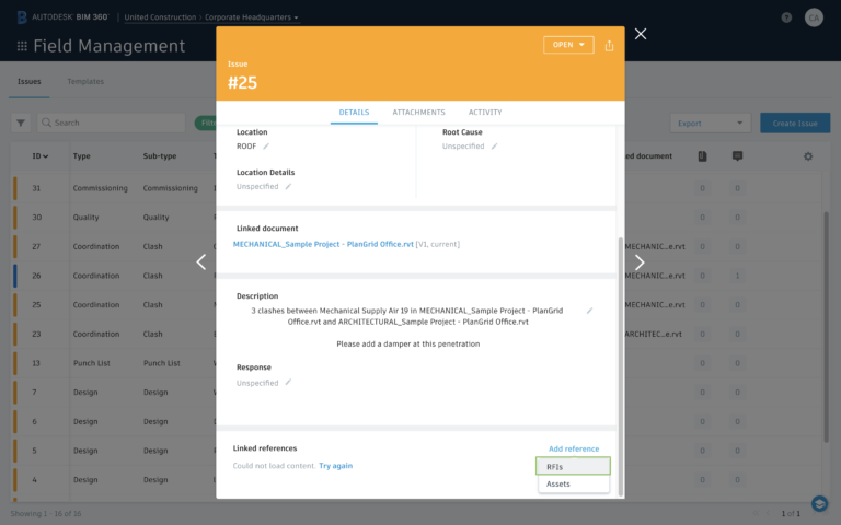 Issue to RFI - BIM 360 Release Notes
