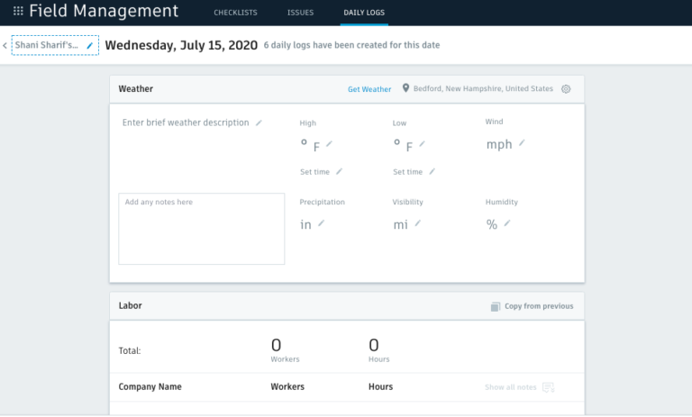 Multiple Daily Logs - BIM 360 Release Notes