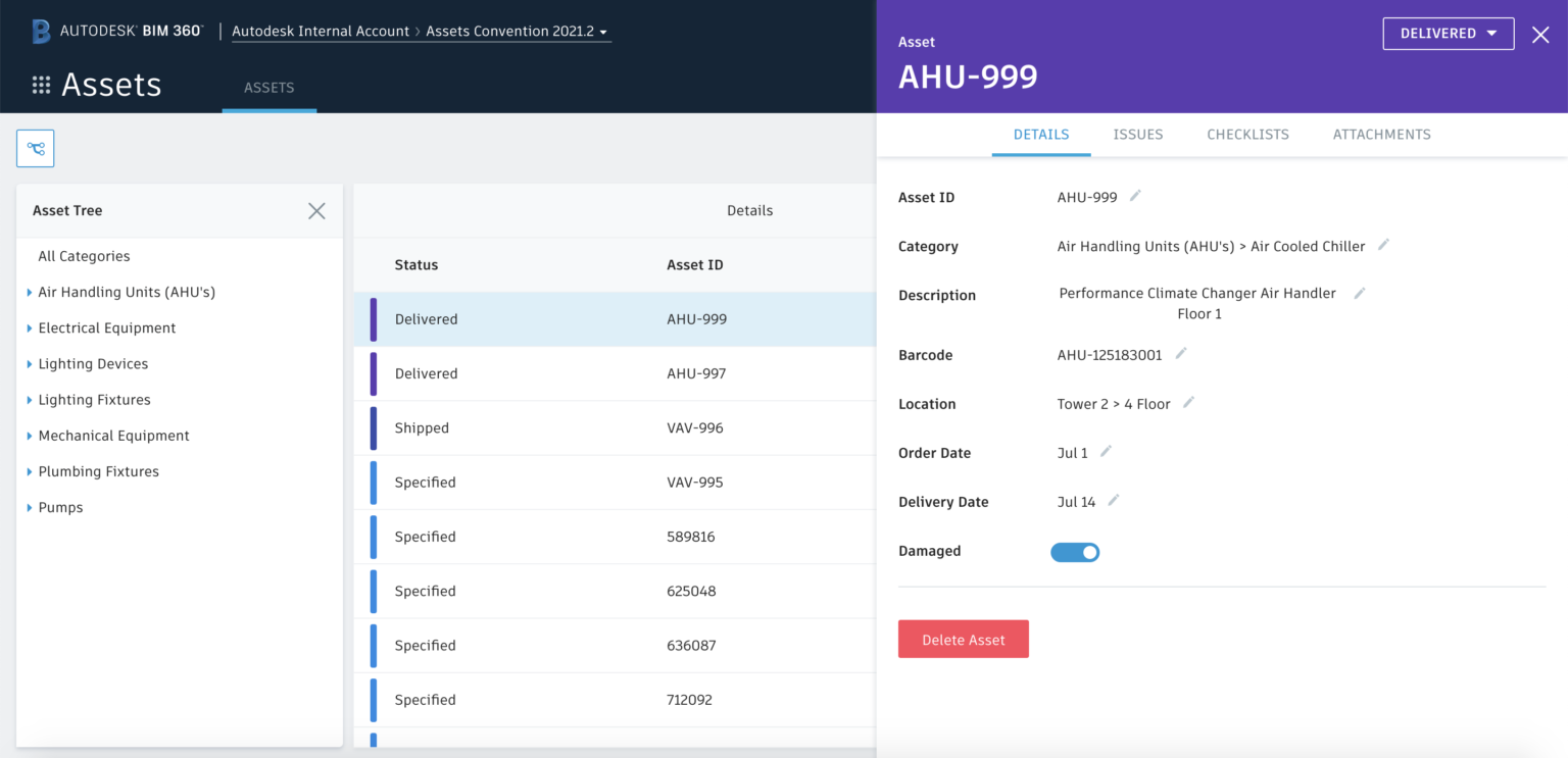 BIM 360 Assets - Standard attribute changes - BIM 360 Release Notes