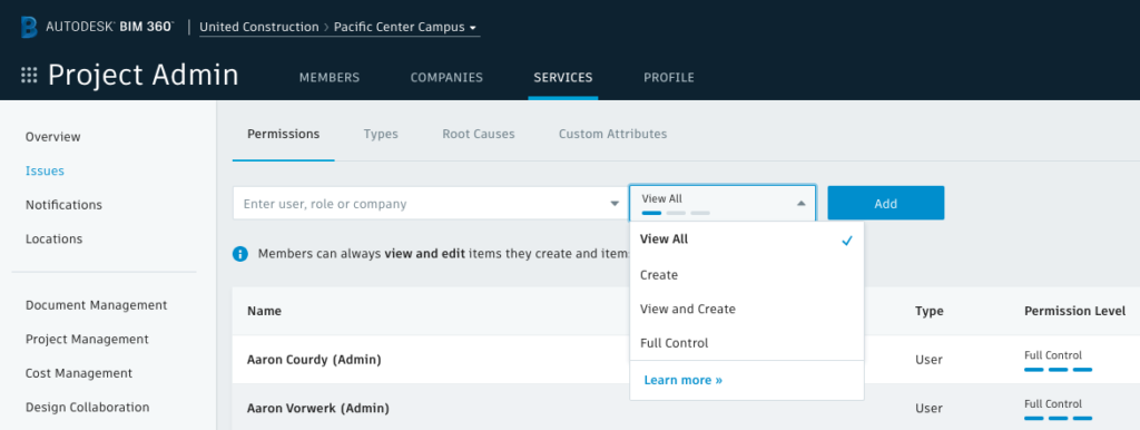 BIM 360 Issues - Permissions Update - BIM 360 Release Notes