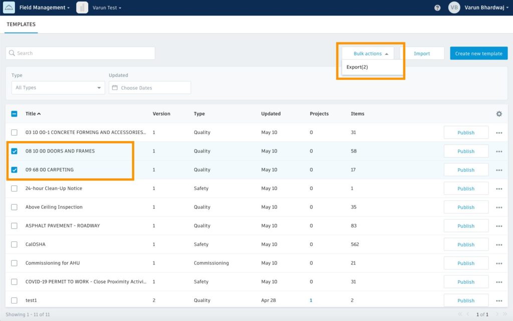BIM 360 Checklists: Bulk Exporting in Project Templates - BIM 360 ...