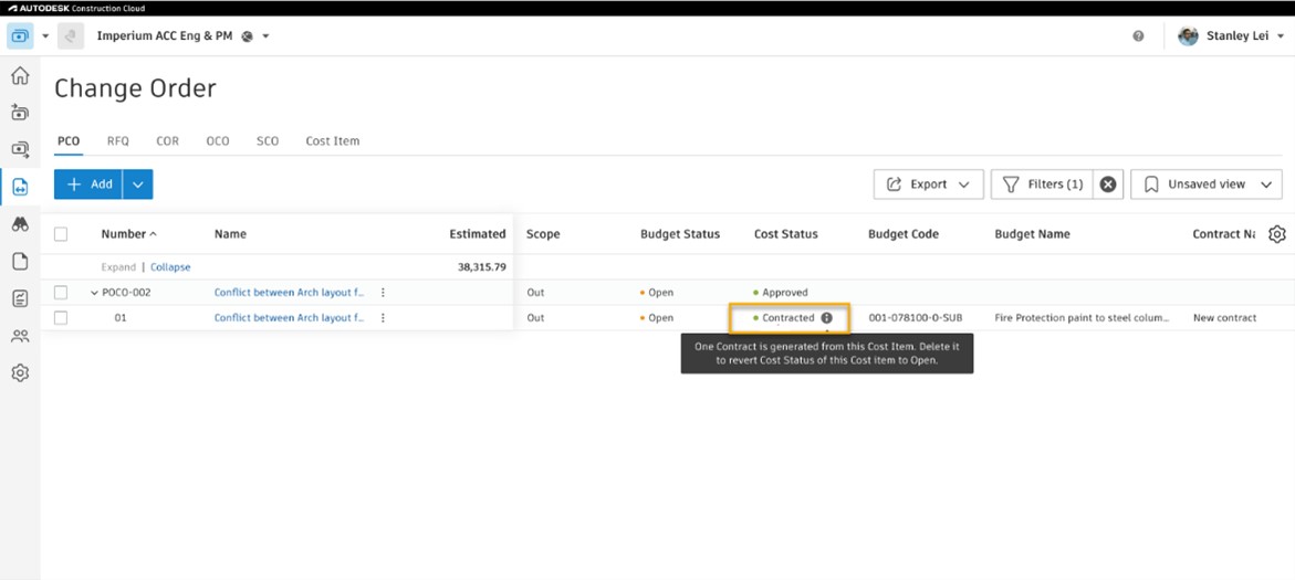 BIM 360 Cost Management - January 2024 - BIM 360 Release Notes