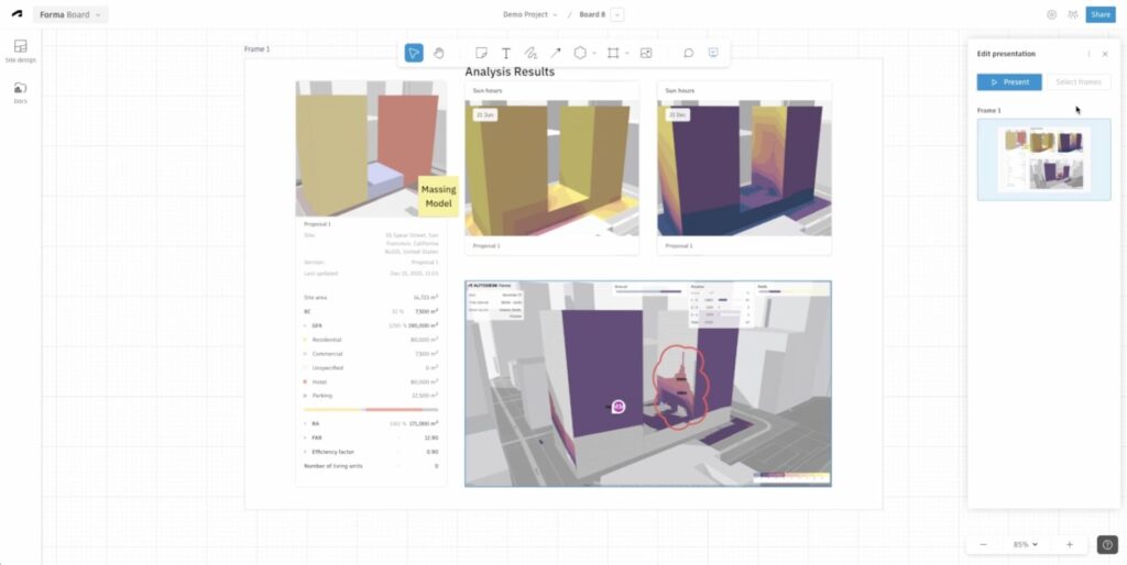 How to use Forma Board to capture design intent